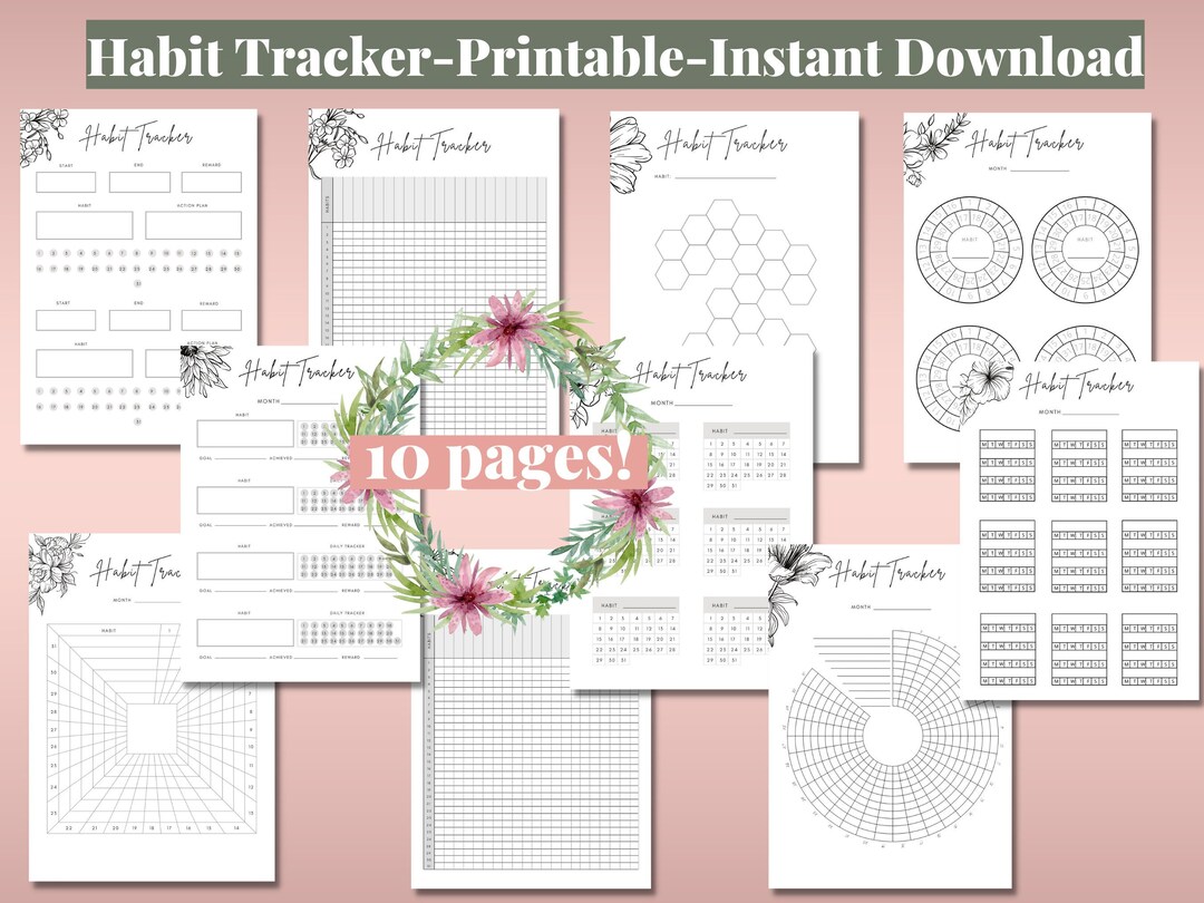 Daily Habit Tracker Printable Habit Track Bundle for Goals - Etsy
