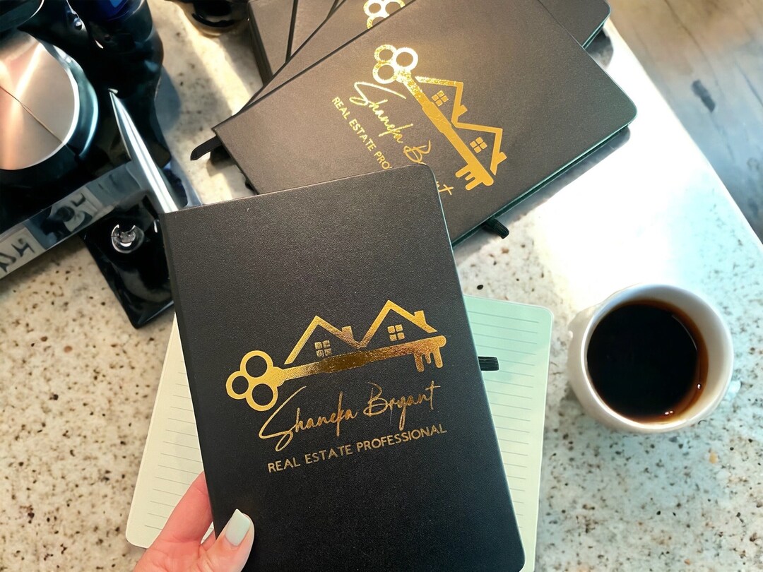 Custom Logo Realtor Notebook Real Estate Agent Black Notebook Metallic ...