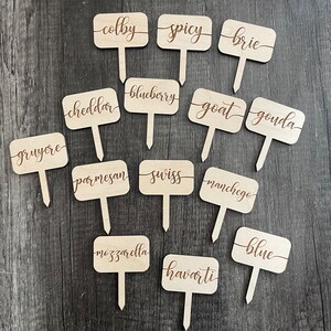 Cheese Marker Tags for Charcuterie Board Picks Wooden Cheese Labels ...