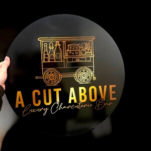Custom Circular PVC Sign for Mobile Charcuterie Cart in Full Color Logo ...