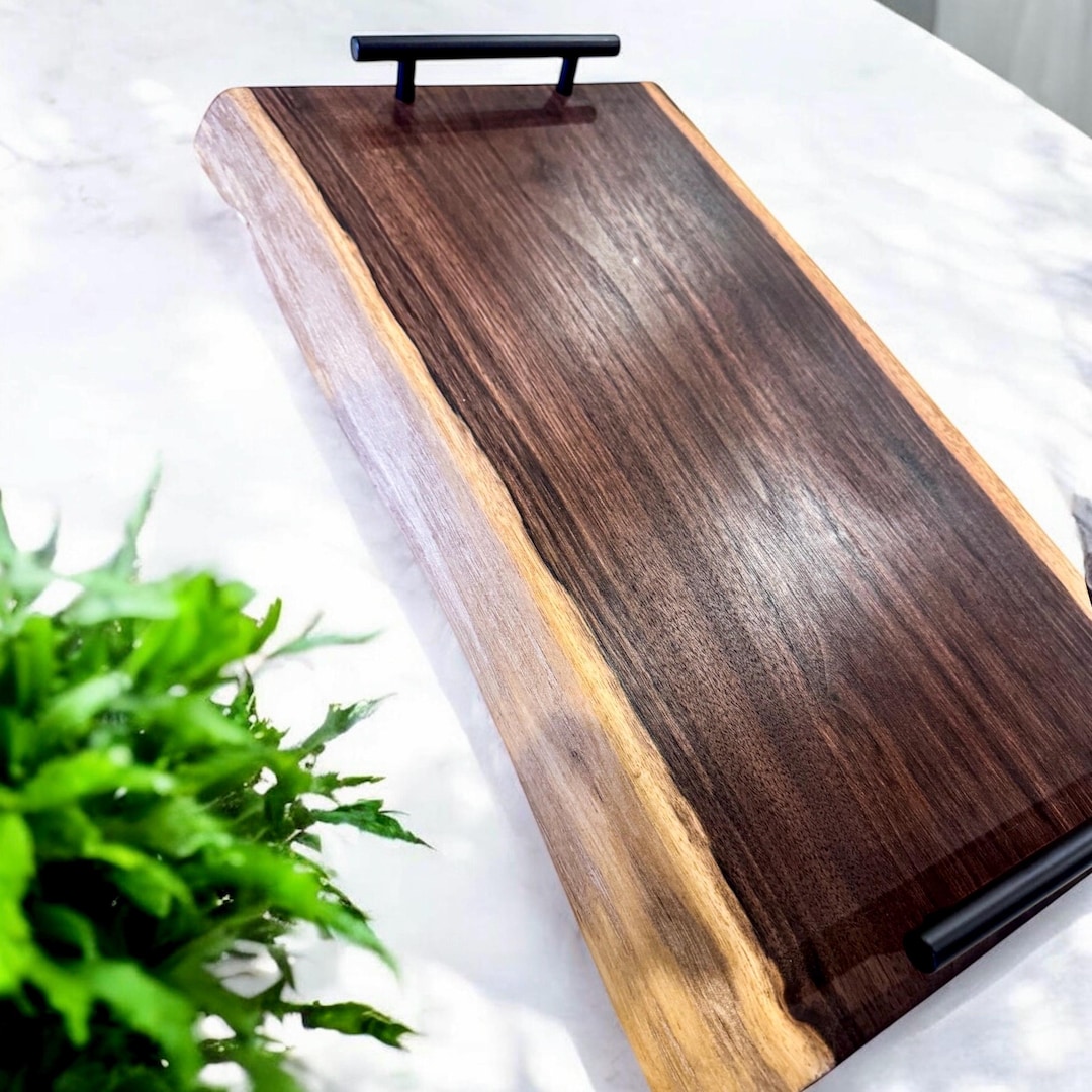 Live Edge Walnut Charcuterie Board Solid Wood Cutting Board Thick Walnut Chopping Block Handmade ...