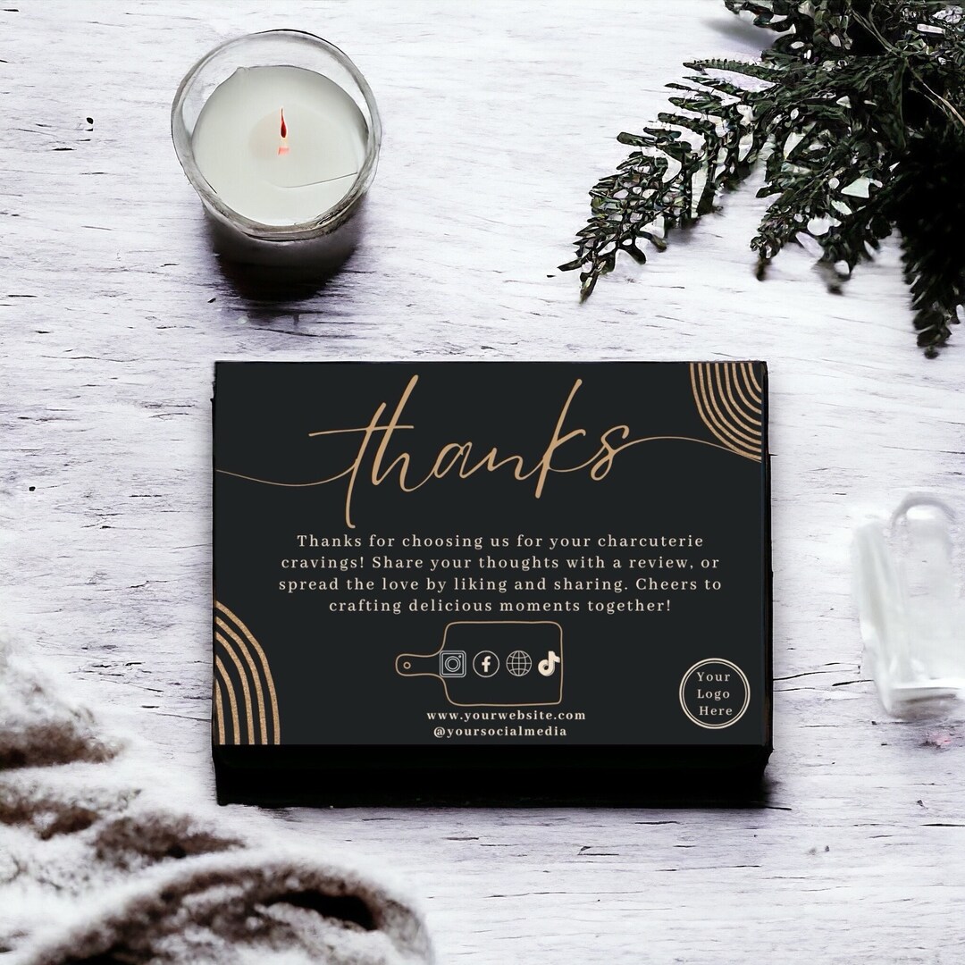Minimalistic Thank You Card for Charcuterie Business Orders Event Thank ...