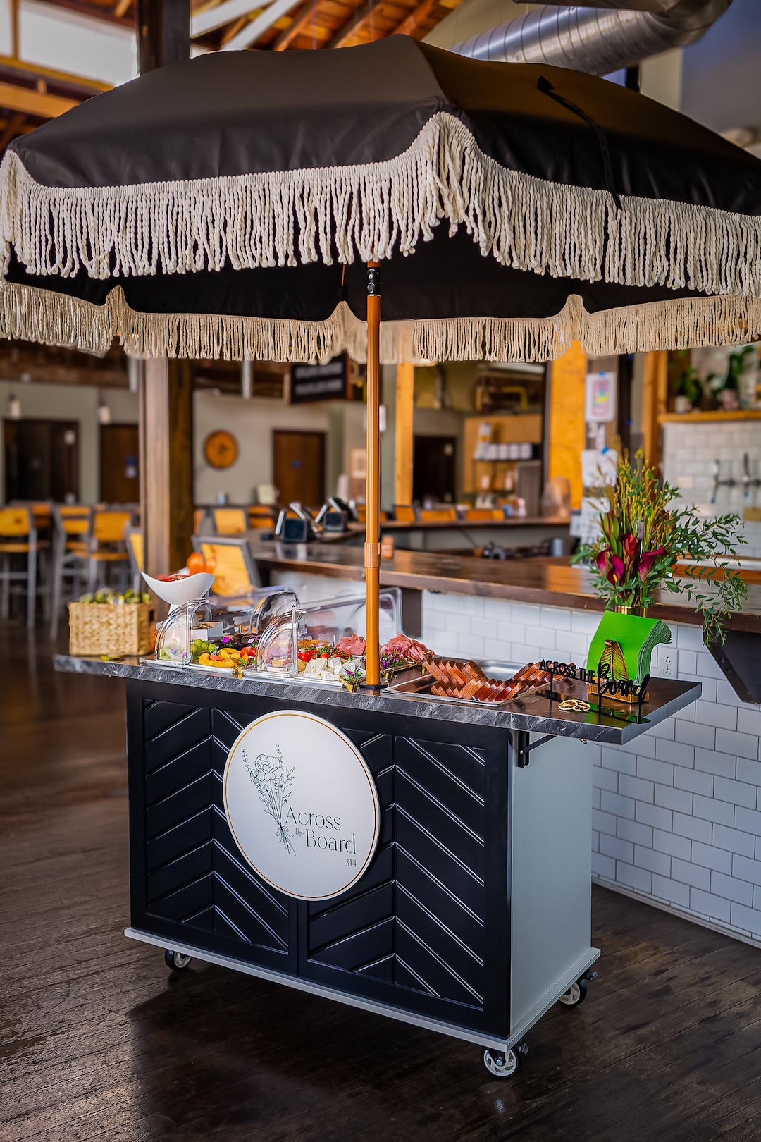 Mobile Charcuterie Cart on Wheels Collapsible Snack and Drink Cart Bar ...