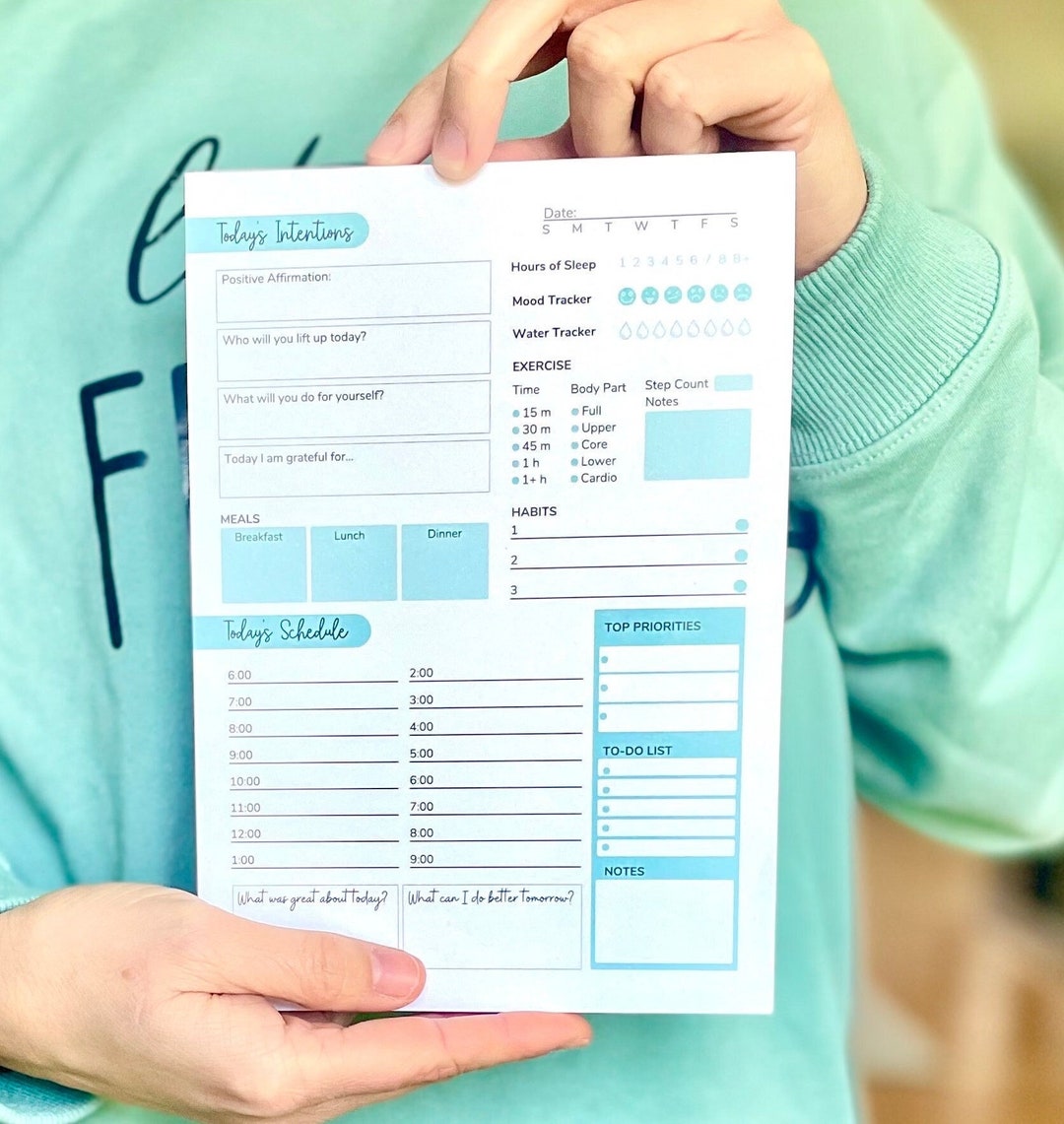 Daily Planner Notepad Exercise Planner Habit Tracker Notepad - Etsy