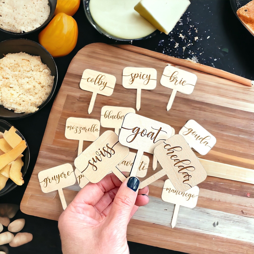 Cheese Marker Tags for Charcuterie Board Picks Wooden Cheese Labels ...