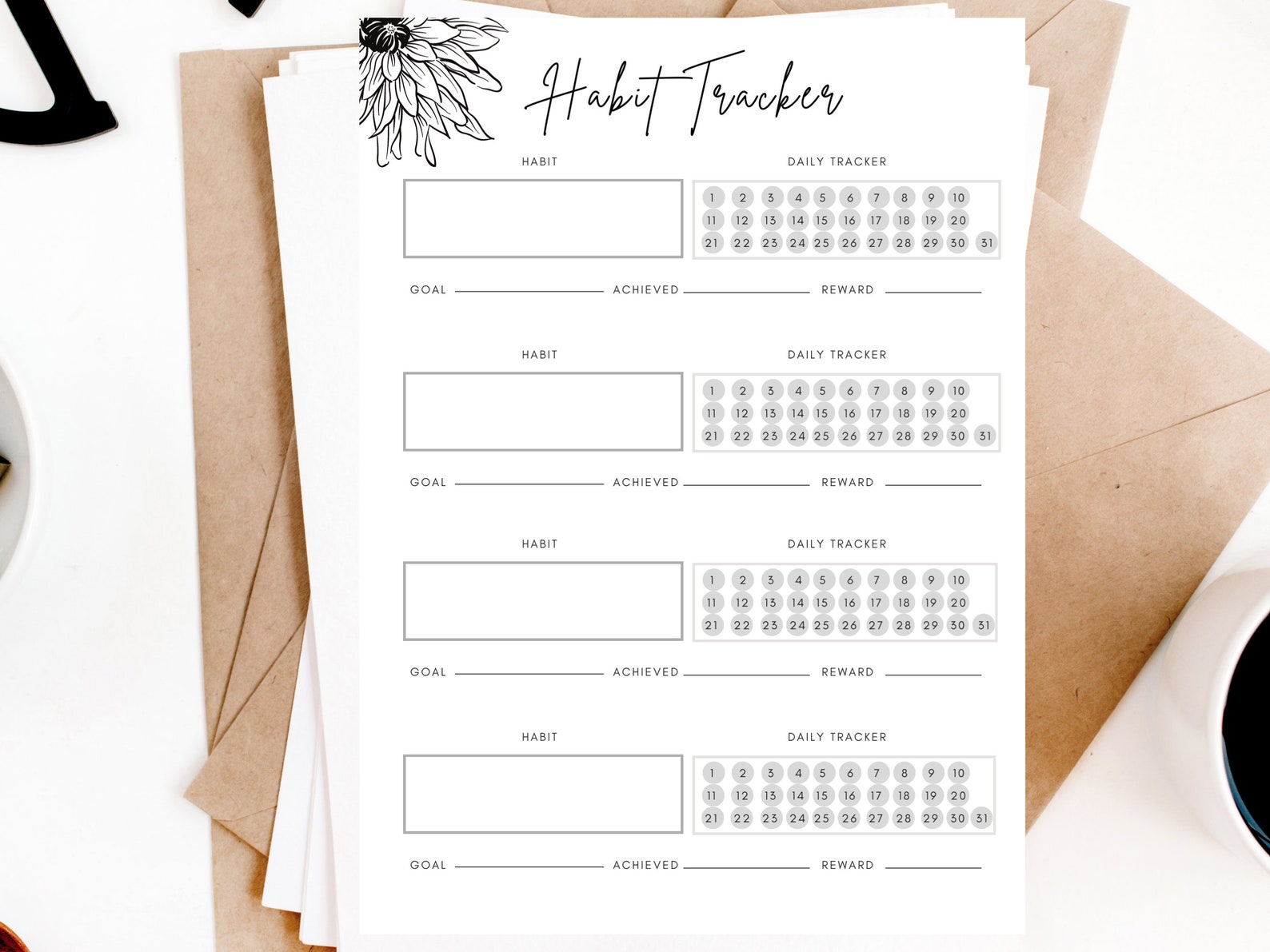 Daily Habit Tracker Printable Habit Track Bundle for Goals - Etsy