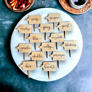 15 Cheese Marker Tags Charcuterie Board Food Label Picks Set of Wooden ...