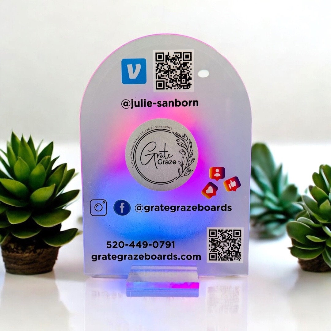 Acrylic Table Top Sign for Marketing for Business With QR Code Social ...