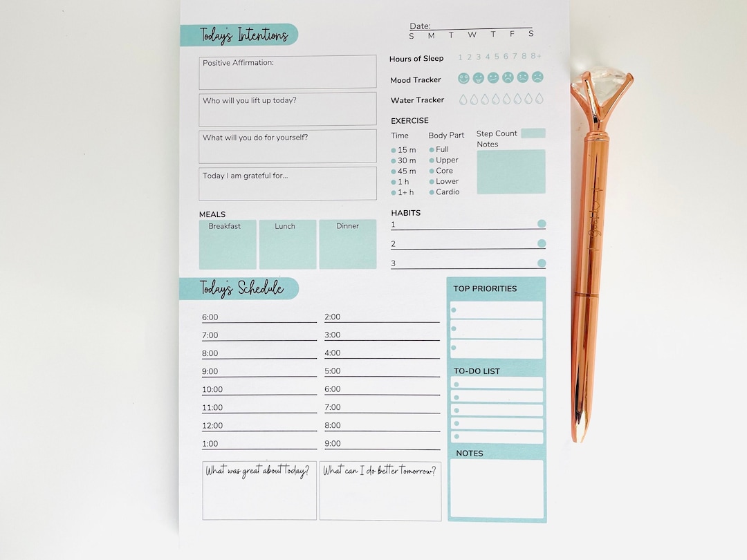 Daily Planner Notepad Exercise Planner Habit Tracker Notepad - Etsy