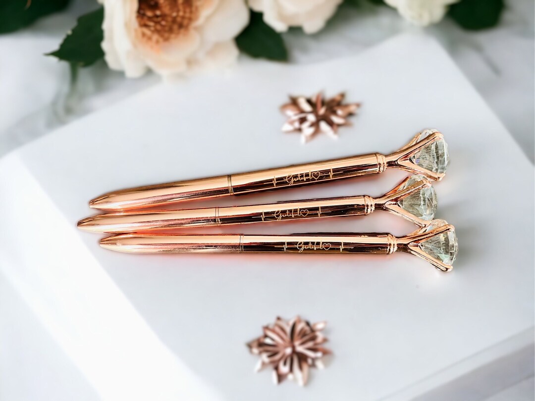 Rose Gold Pen Engraved Pretty Pens Diamond Tip Pen Rose Gold Desk ...