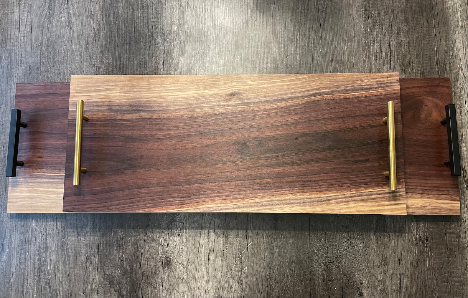 Large Serving Tray With Handles Black Walnut Tray With Feet Extra Large ...