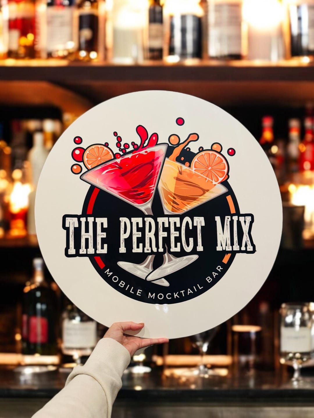 Custom Circular Wooden Sign for Mobile Charcuterie Cart in Full Color ...