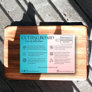Cutting Board Care Card Template Editable in Canva Cutting Board Care ...