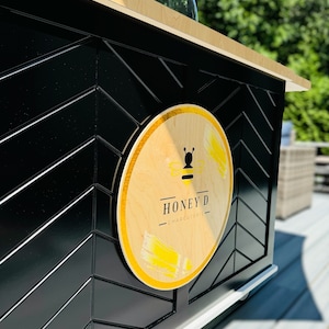 Custom Circular Wooden Sign for Mobile Charcuterie Cart in Full Color ...