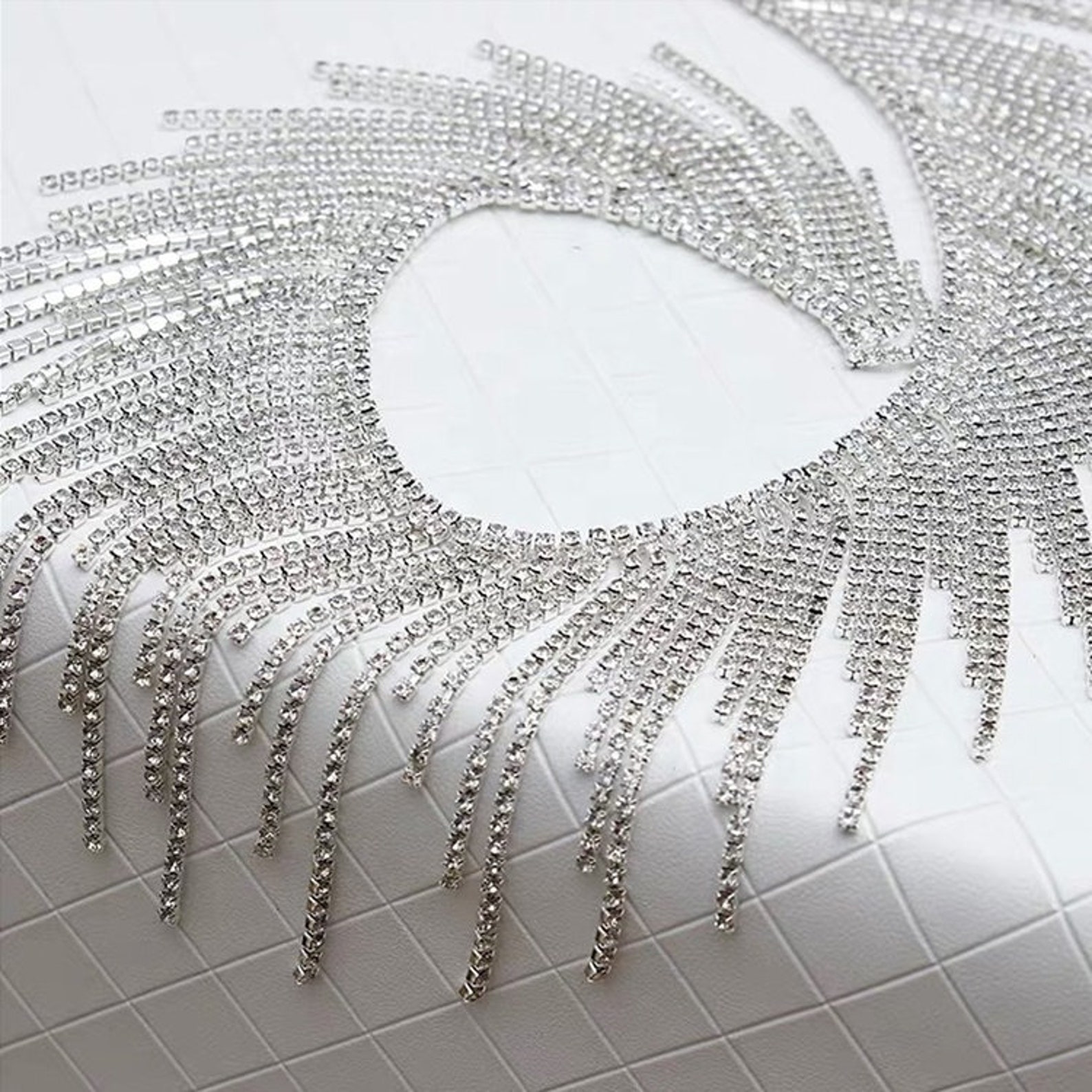 RHINESTONE FRINGE Trim Layered Metal Rhinestone by the Yard - Etsy