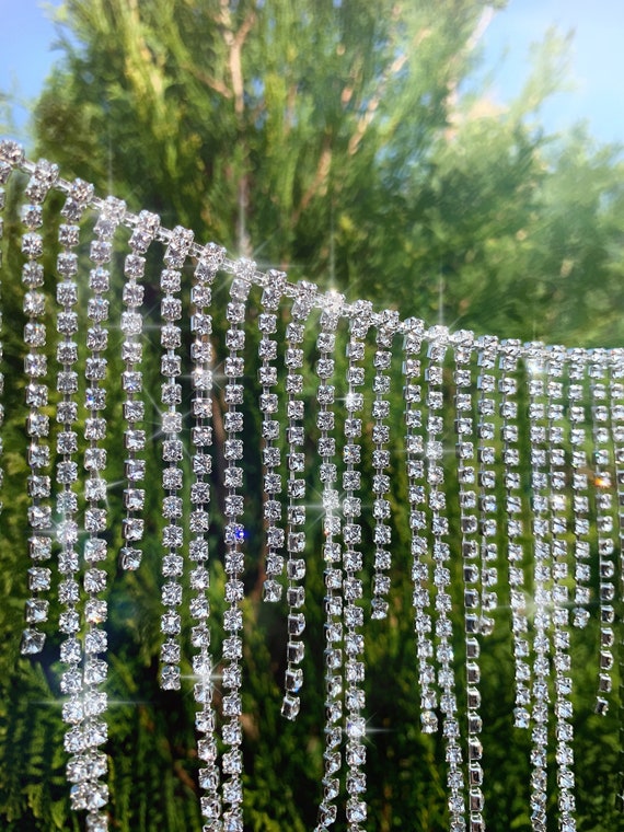 RHINESTONE FRINGE Trim Layered Metal Rhinestone by the Yard - Etsy