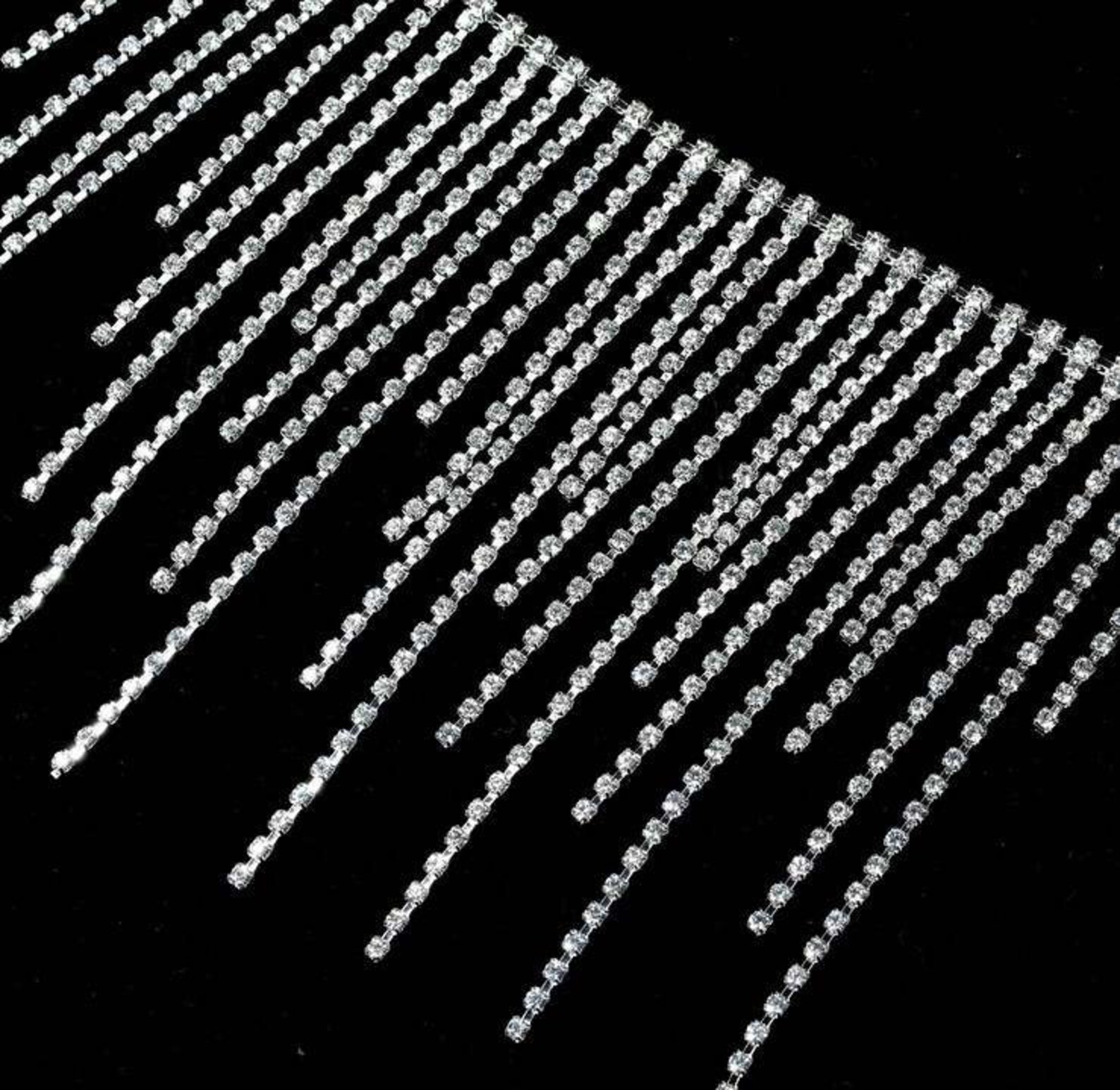 RHINESTONE FRINGE Trim Layered Metal Rhinestone by the Yard - Etsy