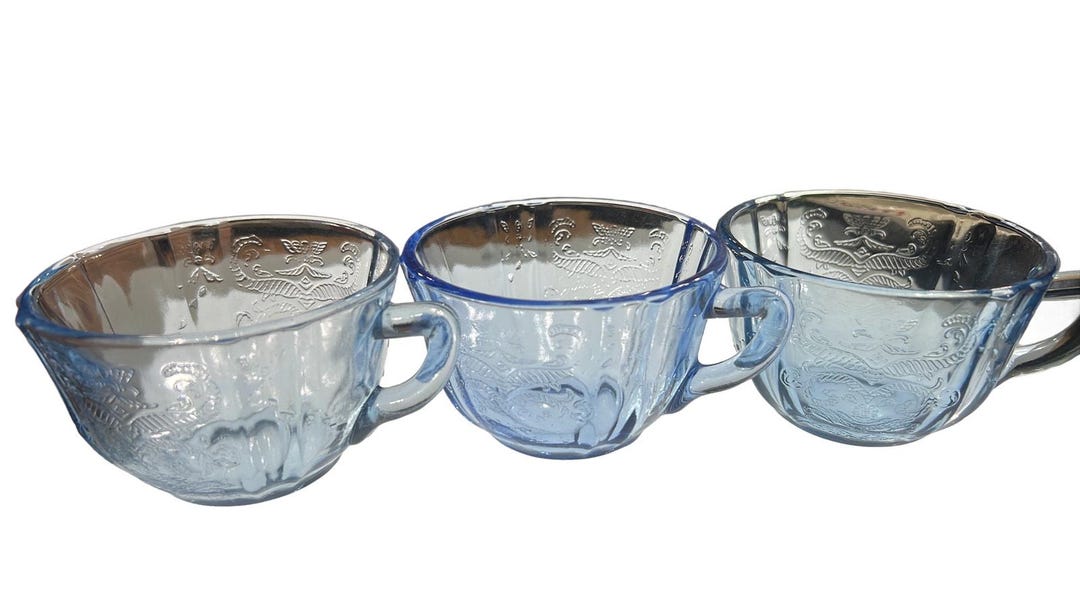 VTG Light Blue Indiana Glass Madrid Recollection Depression Glass Cups ...