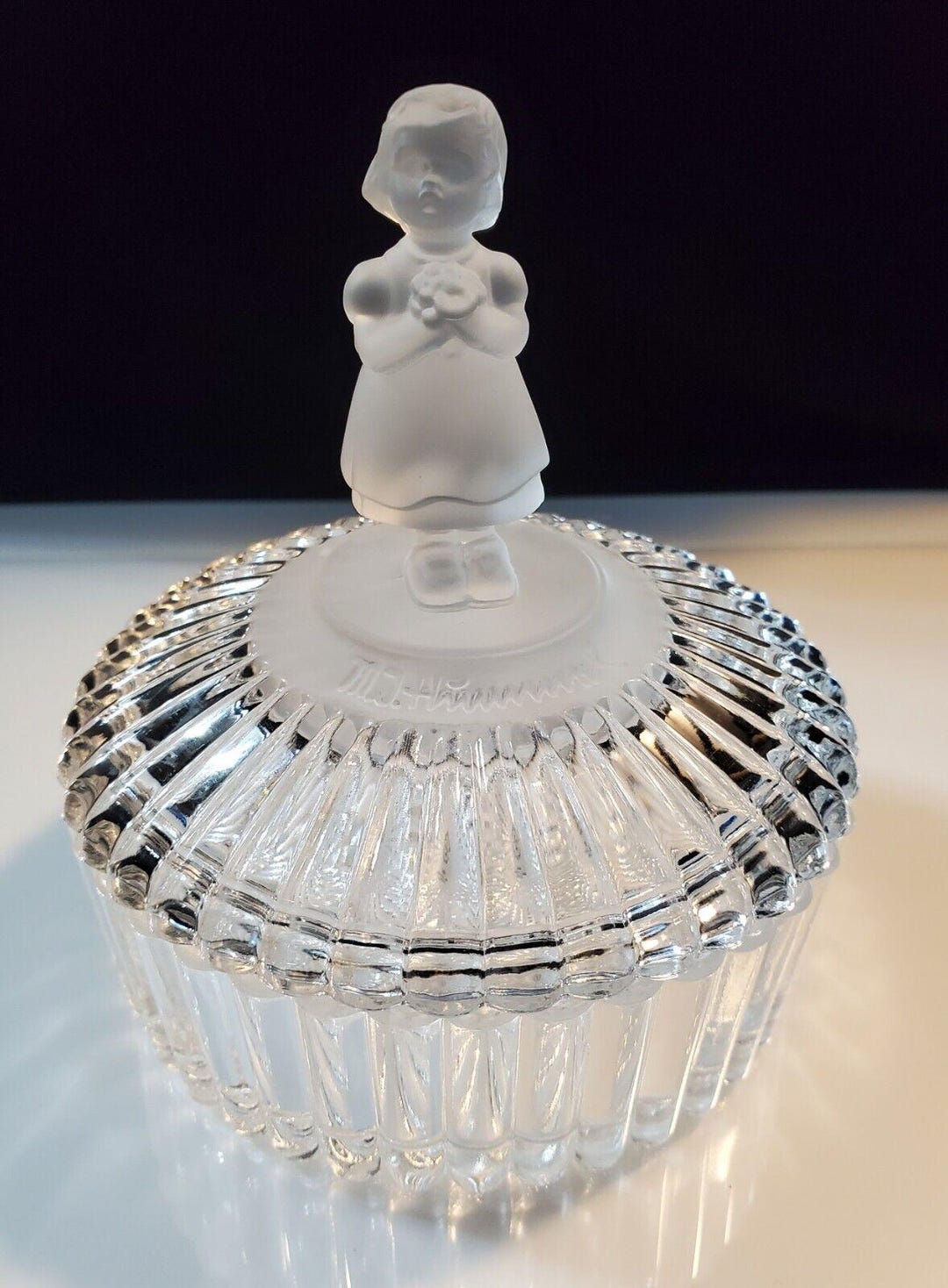 MJ Hummel Goebel Avon 1993 Lead Crystal Trinket Dish & Frosted Figure ...