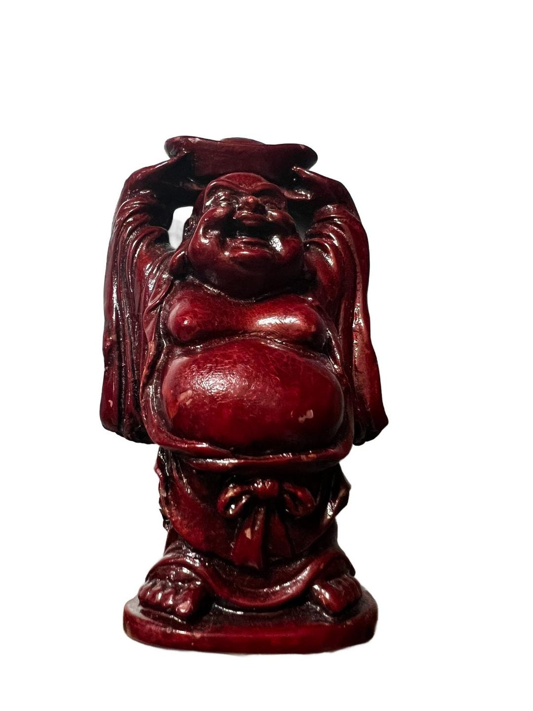 Red Resin 3.5" Laughing Pocket Buddha Man With Bowl Over Head - Etsy