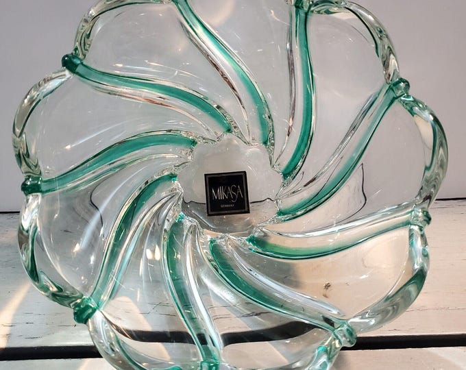 Mikasa Germany Crystal Bowl Peppermint Green Swirl 5.5" Candy Nut Home ...