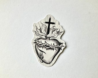 Sacred Heart Vinyl Sticker - Etsy