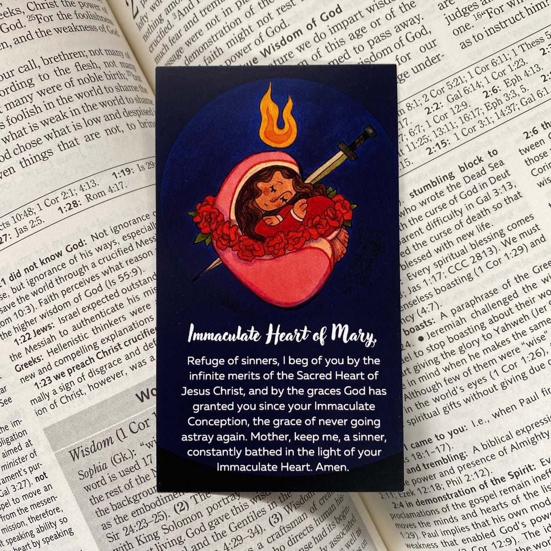 Immaculate Heart Holy Card - Catholic Bookmark - Confirmation First ...