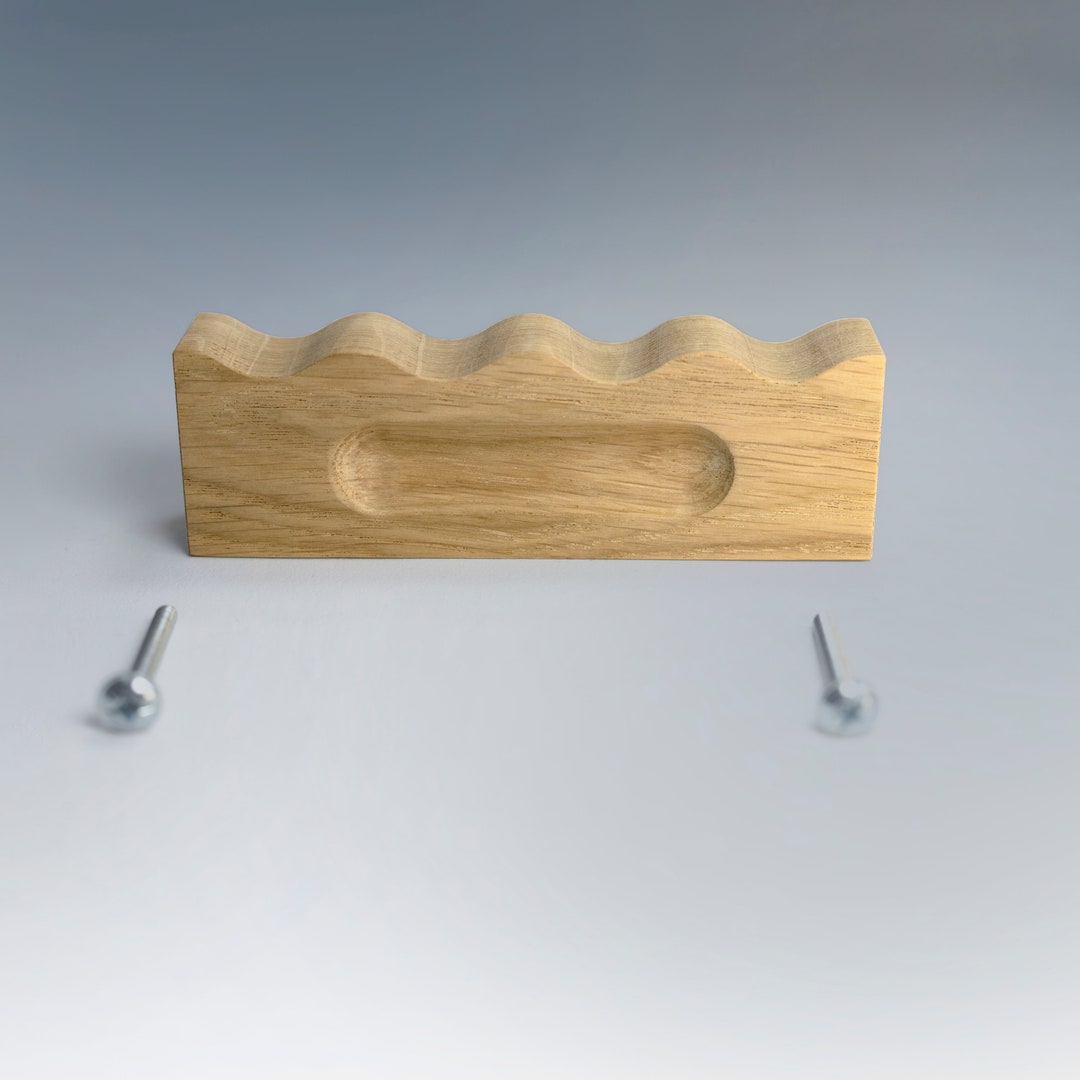 Wooden Wavy Handle With Threaded Bushings and Bolts for Door Cabinet ...