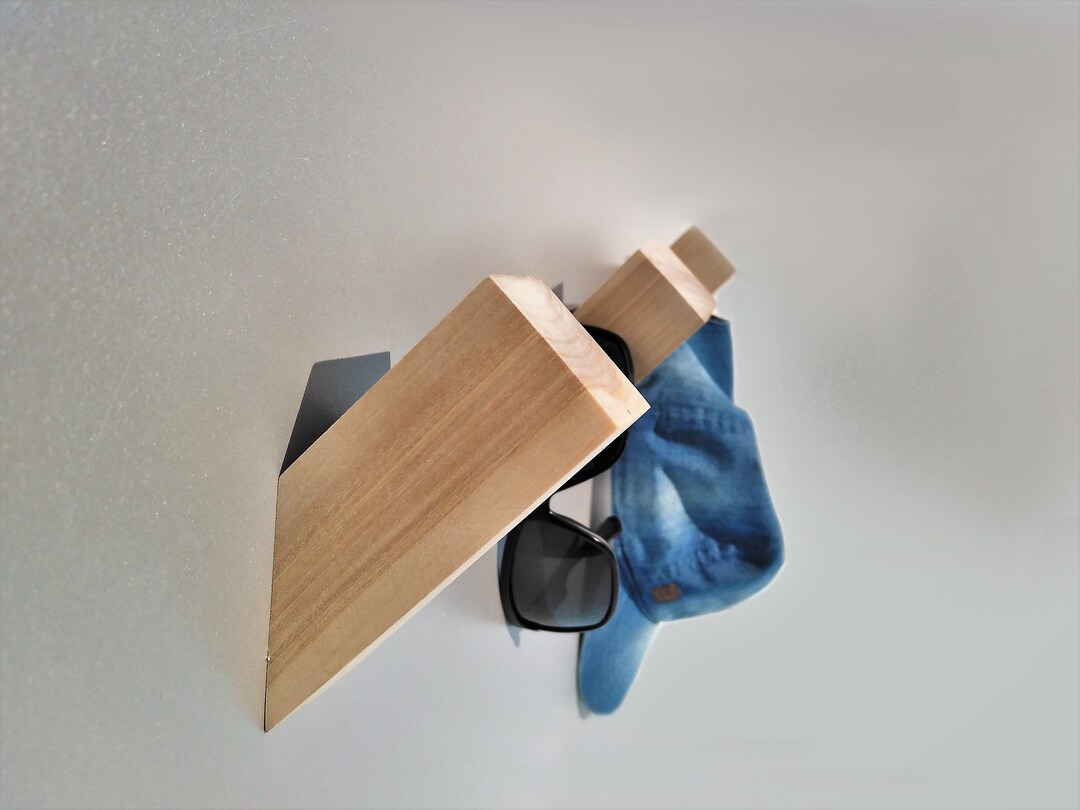 Square Slanted Wooden Wall Hook. Modern Wall Storage. Hat, Plant ...