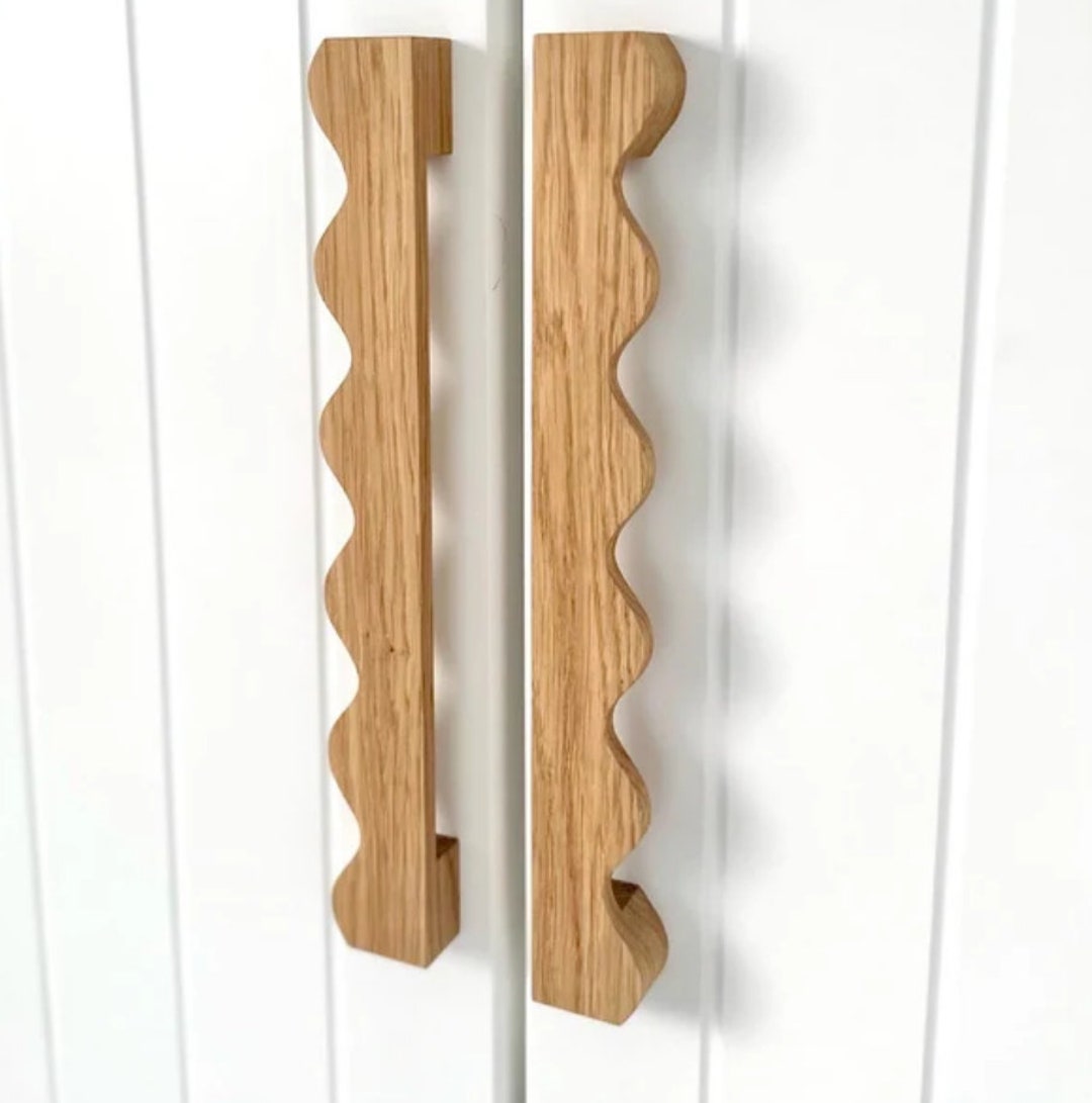 Wooden Wavy Handle -FAST SHIPPING- for Cabinet Door Drawer. Kitchen ...