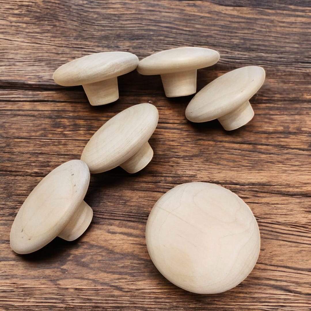 Handcrafted Wooden Drawer Knob – Natural Unfinished Wood Cabinet Pull ...