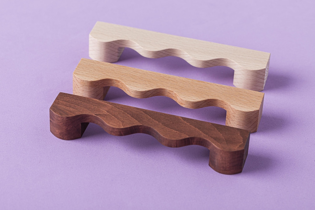 Beech Wooden Door Handle - Available Unfinished, Oiled, or With Walnut ...
