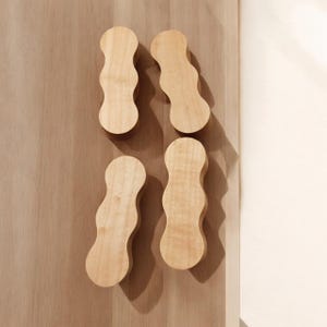Wave-shaped Wooden Furniture Handles – Unique Natural Drawer Pulls ...