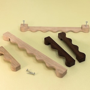 Wooden Wavy Handles for Cabinet Door Screws, Kitchen Drawers Pull ...