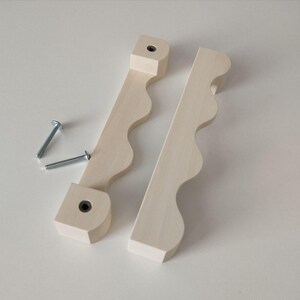 Wavy Maple Wood Handle With White Oil Finish - Modern Cabinet Knob for ...