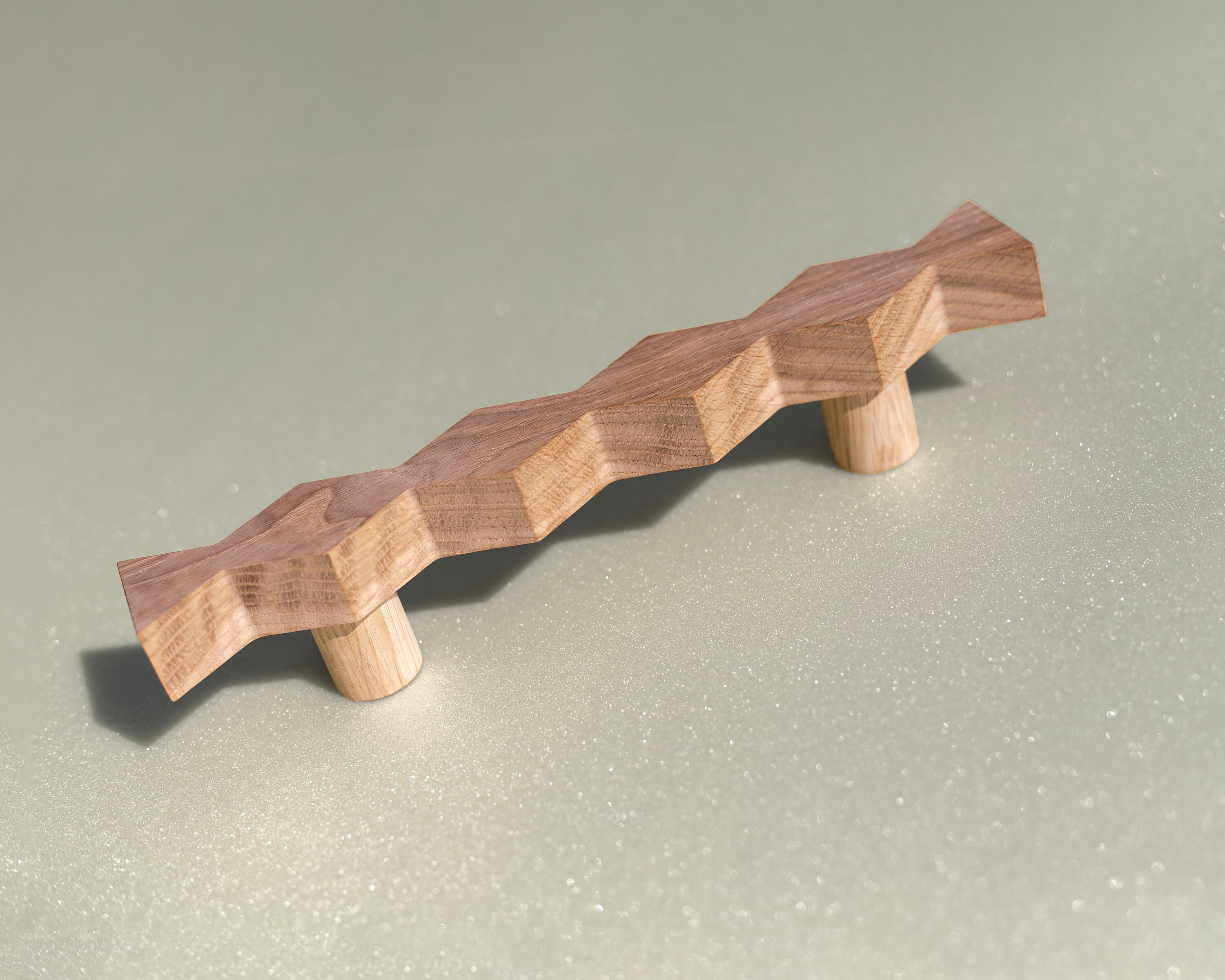 Wood Curvy Pull, Wavy Handle With Threaded Bushings and Bolts for Door ...
