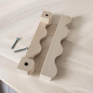 Wavy Maple Wood Handle With White Oil Finish - Modern Cabinet Knob for ...