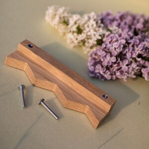 Scalloped Curvy Wood Wavy Pulls for Cabinet Door Threaded Bushings and ...