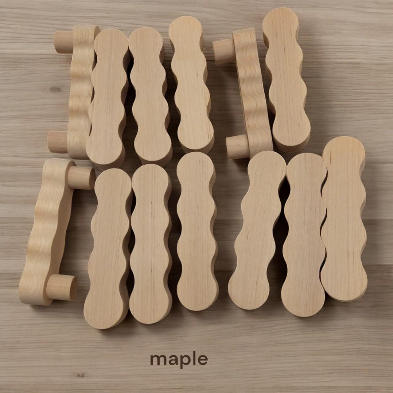 Curved Oak Drawer Pull – Modern Wave Cabinet Handle | Handmade Wood ...