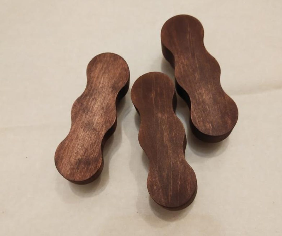 Wave-shaped Wooden Furniture Handles Unique Natural Drawer Pulls Fast ...