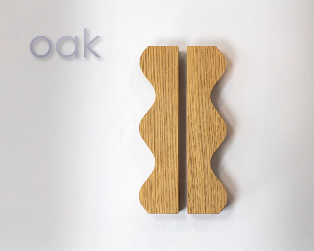 Wooden Wavy Handle +screws for Cabinet Door, Drawer, Desk, Dresser ...