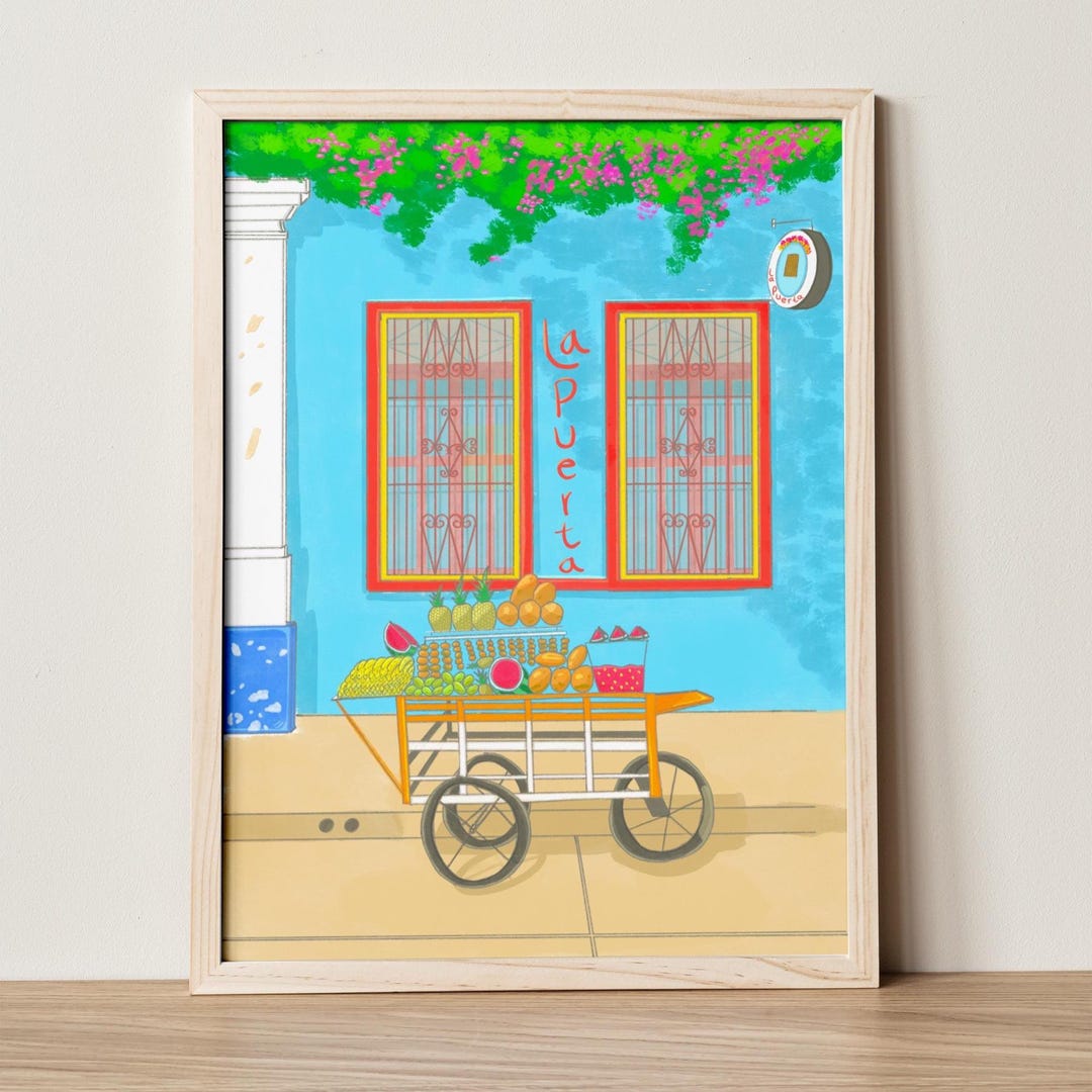 Santa Marta Fruit Cart Art Print: Tropical Caribbean Wall Decor (A4, A5 ...