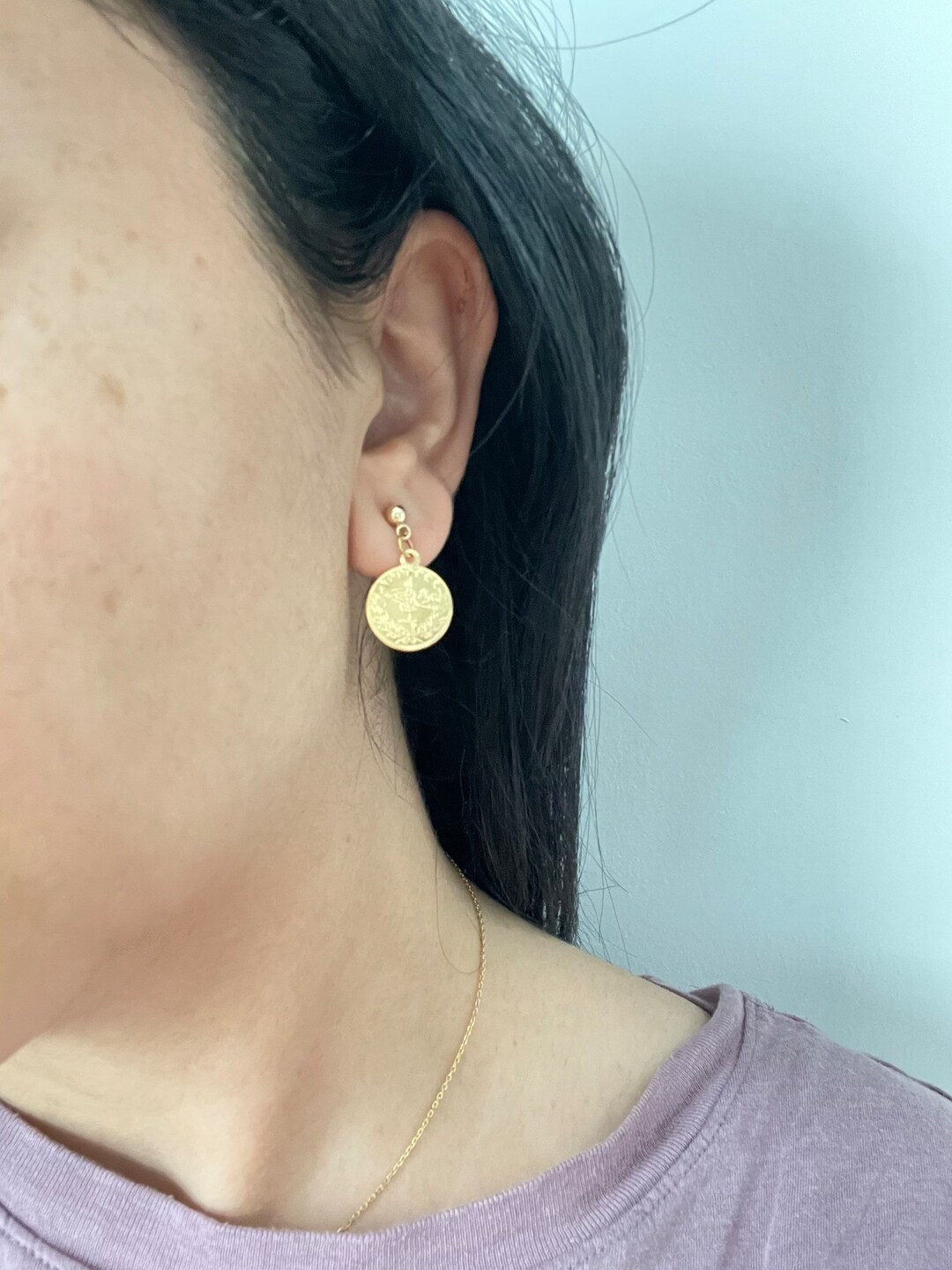 Simple Lira Earrings Coin Jewelry Minimalist Coin Earring for Women - Etsy