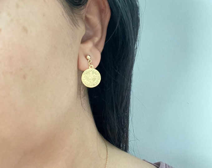 Simple Lira Earrings Coin Jewelry Minimalist Coin Earring for Women - Etsy