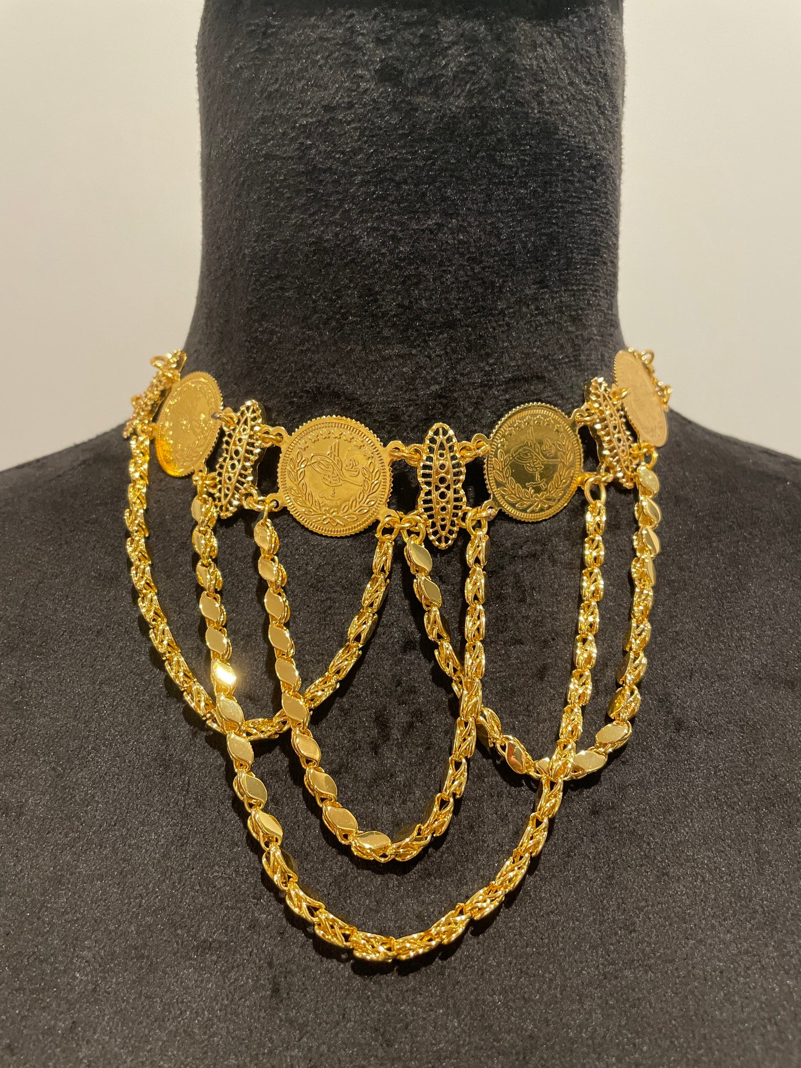 HALA Gold Plated Lira Choker Necklace - Etsy UK