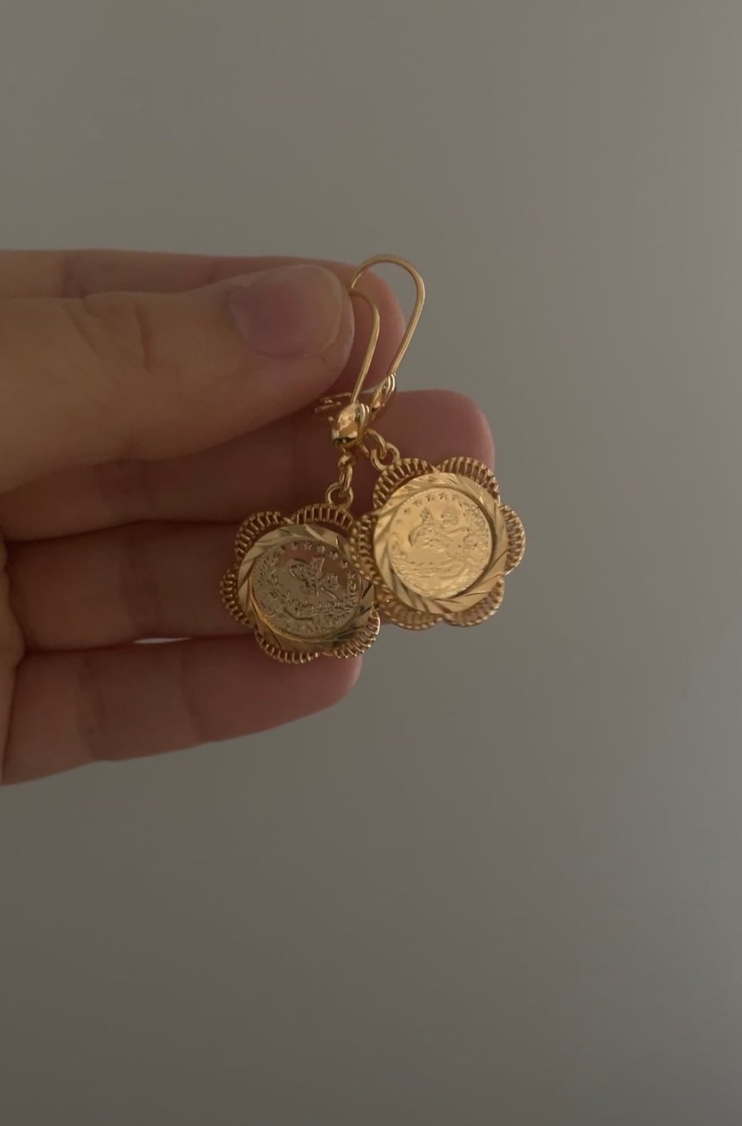 Framed Dangle Coin Earrings - Etsy