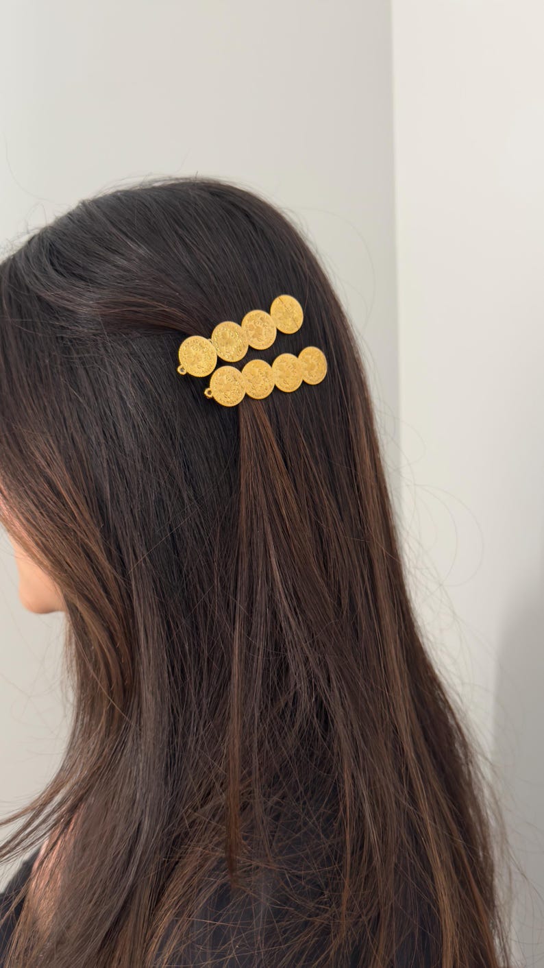 Handmade Lira Coin Hair Clip: Gold Plated Barrette - Etsy