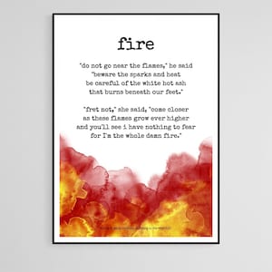 Fire Original Poetry Print A4 digital Download - Etsy UK