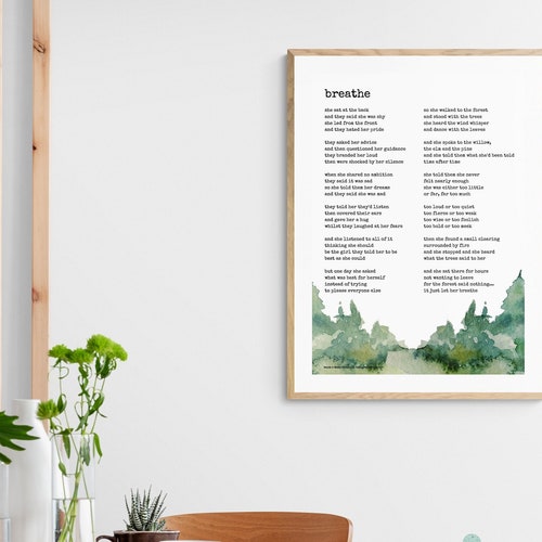 Breathe Original Poetry Print A4 digital Download - Etsy