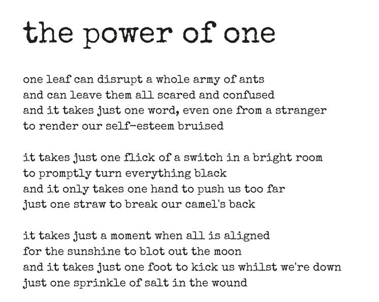 The Power of One - Original Poetry Print A4 (digital Download) - Etsy UK